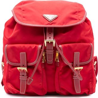 Prada Rucks&auml;cke - Saffiano Trimmed Tessuto Backpack - Gr. unisize - in Rot - f&uuml;r Damen