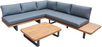 Sweeek Eck-Gartenm&ouml;belset aus Akazienholz und Aluminium f&uuml;r 5 Personen