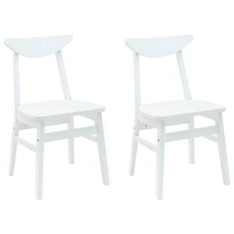 vidaXL Vidaxl Sedie Da Pranzo 2 Pz Legno Di Gomma Solido Bianco