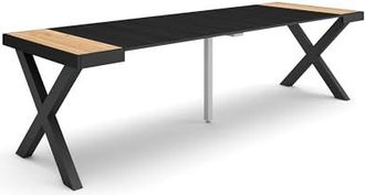 Skraut Home | Ausziehbarertisch | Multifunktionaler ausziehbarer | 260 | F&uuml;r 12 G&auml;ste | Massivholz Beine | Moderner Stil | Eiche Schwarz