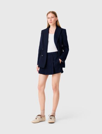 Maje Short Tailleur Avec Lurex - Bleu Marine - Maje