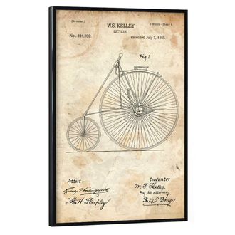 artboxONE Poster mit schwarzem Rahmen 45x30 cm Reise Vintage Fahrrad III (Antik) - Bild Fahrrad