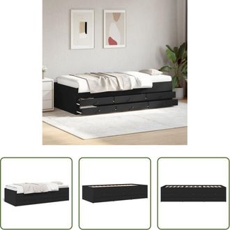 vidaXL Schubladenbett - Tagesbett mit Schubladen ohne Matratze Schwarz 90x200 cm