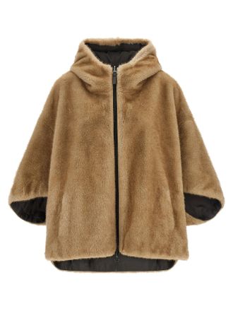 Lou Andr&eacute;a Reversible Mink-Effect Faux Fur Cape - Black