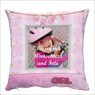Indigos UG Foto-Kissen mit eigenem Foto individuell Bedruckt - Girl - selbst gestalten - 38x38 cm - bunt - mit Kissenfüllung - personalisierte Geschenkidee - Kop