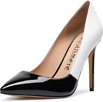 Castamere Escarpins Femme Bout Fermé Aiguille Talon 10CM Multicolore Noir Blanc Escarpin EU 39