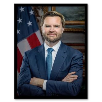 Artery8 United States 50th Vice President JD Vance Portrait Man Cave Art Print Framed Poster Wall Decor 12x16 inch