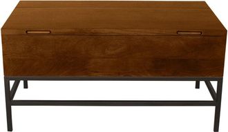 Miliboo Table basse relevable industrielle bois manguier massif teint&eacute; et m&eacute;tal noir L90 cm YPSTER