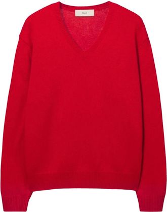 Dunst Pull col en V - Homme - Pulls - Rouge - Taille: S