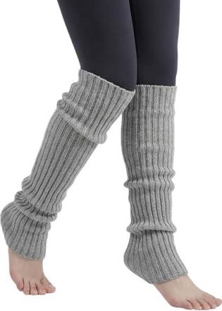 Generic Y2K Harajuku Jambi&egrave;res longues et souples en tricot c&ocirc;tel&eacute; uni pour femme, gris clair, taille unique