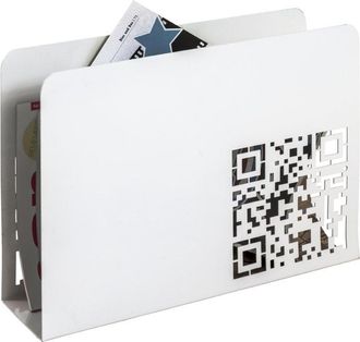 Haku M&ouml;bel Zeitungsst&auml;nder wei&szlig;, Metall - Ma&szlig;e: B 35 cm x H 26 cm x T 10 cm, Style: Modern