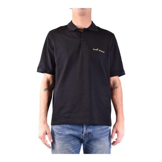 Saint Laurent Schwarzer Pullover aus Baumwolle und Kalbsleder - - Tops - Herren - Schwarzk - S
