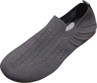 Generic Chaussures plates &agrave; enfiler pour femme - Coupe large - En maille - Bout rond - Couleur unie - Tendance - Confortable - Respirante - D&eacute;contract&eacute;e - Pou