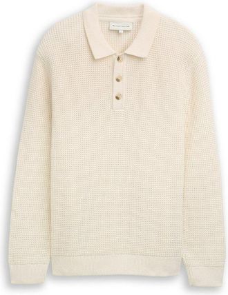 Tom Tailor Strickpullover mit Polokragen und kurzer Knopfleiste