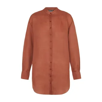 Cortana Rotes Ramie Oversize Hemd - - Blouses & Shirts - Damen - Rot - XS