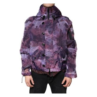 Dolce & Gabbana Camouflage Kapuzenjacke Lila Nylon - - Jackets - Herren - Lila - L