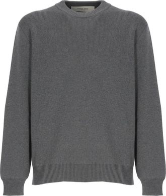 Golden Goose Homme, Pulls, Gris, Taille: L Pull en Coton Gris avec Logos Étoilés