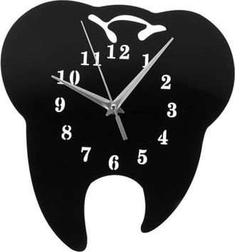 Soimiss Horloge Murale D&eacute;corative Acrylique Silencieuse Forme Dent Design Miroir Moderne pour Bureau et Chambre Facile &agrave; Installer