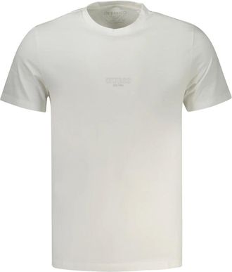 Guess Homme, Tops, Blanc, Taille: XL Small Logo T-shirt
