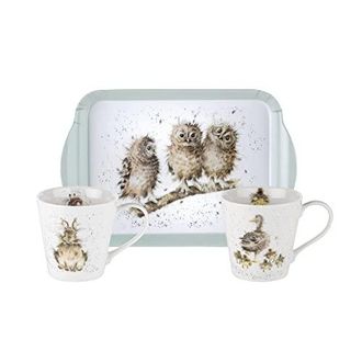Portmeirion Home & Gifts X0011658739 Wrendale by Royal Worcester s/2 Tasses et Plateau Wrendale Designs (,2 pi&egrave;ces (Lot de 1))