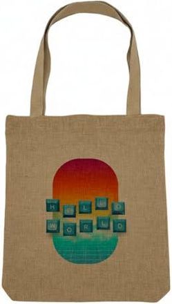 Fabulous Sac Shopping Tote Bag Aspect Lin - Hello World Keys Mechanical Keyboard Keycaps Geek Techy Mech Computer - Sac de Courses Toile Epaisse 360g Beige Nat