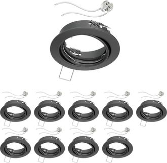 LEDs Com 10 St&uuml;ck Decken-Einbaurahmen FERE Einbaurahmen anthrazit matt schwenkbar (LED/Halogen/MR16/50mm) inkl. GU5.3 Fassung