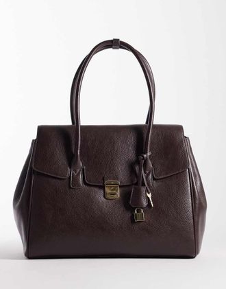 Mango City-Tasche in Braun mit Schl&uuml;sselanh&auml;nger-Brown