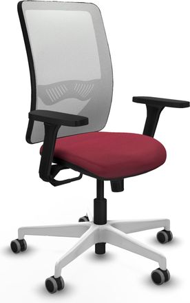 Piqueras y Crespo Computerstuhl mit Rollen Zulema mit 3D-Armen, h&ouml;henverstellbare Lendenwirbelst&uuml;tze, ausgestattet mit Sincro 3-Positionen und Schneideschaum, Wei&szlig;/Gran