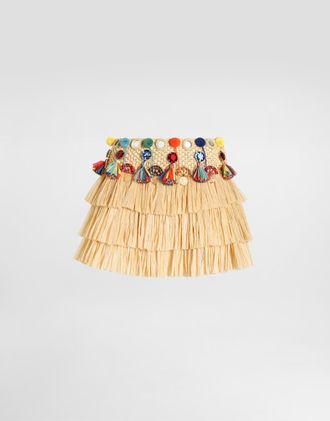 Dolce & Gabbana Minirock Aus Raffia Mit Applikationen - Frau R&ouml;cke Gelb 38