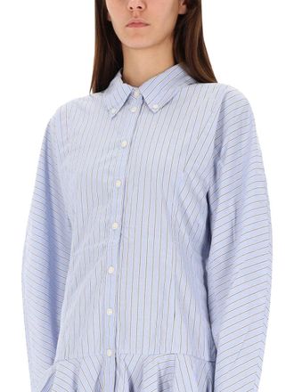 Ganni Striped Organic Cotton Dress - Blue