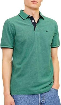 Jack & Jones Polo Slim fit Homme JJEPAULOS uni Chemise &eacute;t&eacute; col Polo Manche Courte Coton piqu&eacute; Basique, Couleurs:Vert-2, Size:S