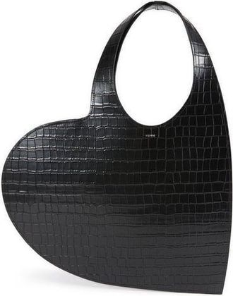 Coperni Sac &eacute;paule coeur peau de crocodile en cuir