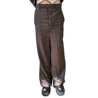 Rick Owens Homme, Costumes, Brun, Taille: XL Taylor Wide Belas Wide-leg Suit Pantalons