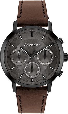 Calvin Klein Montre multifonction avec bracelet en cuir
