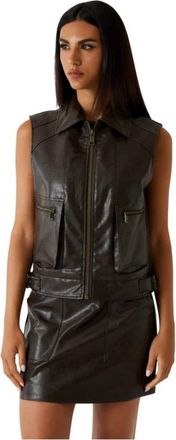 Guess Femme, Vestes, Brun, Taille: 36 FR Gilet en similicuir