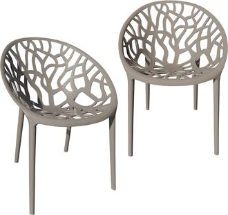 Trisens Gartenstuhl Kunststoff Stapelstuhl Bistrostuhl Küchenstuhl Stuhl Stapelbar, Farbe:Taupe, Menge:2 St