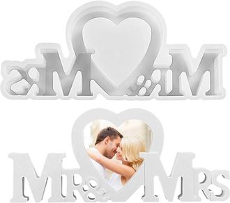 Generic Gießform Harz Mr & Mrs Gießform Hochzeit Silikonform | Hochzeit Silikonharz Form - Kuchendekorationswerkzeug mit Silikonform für Hochzeitsfondant, Mat
