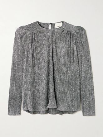 Isabel Marant Blouse En Lam&eacute; &Agrave; Fronces Elyia - Argent&eacute;