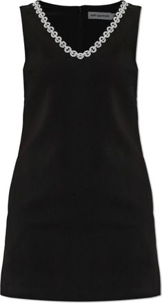 Self Portrait Femme, Robes, Noir, Taille: 38 FR Robe avec des cristaux scintillants au niveau de lencolure