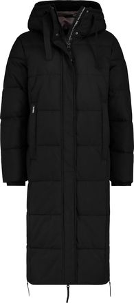 Sublevel Damen Steppmantel lang mit gro&szlig;er Kapuze black S