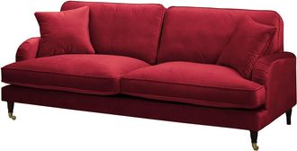 Jack & Alice home24 3-Sitzer Sofa mit Rollen Rot/Bordeaux Samt Pauno 211 x 85 x 96cm Glamour