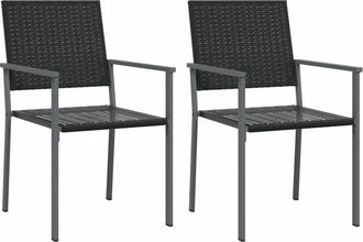 vidaXL Gartenstühle 2 Stk. Schwarz 54x62,5x89 cm Poly Rattan Vidaxl