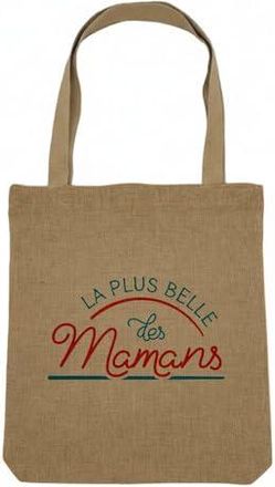 Fabulous Sac Shopping Tote Bag Aspect Lin - La Plus Belle des Mamans Beaut&eacute; Amour Famille - Sac de Courses Toile Epaisse 360g Beige Naturel Cabas Port&eacute; Epaule 