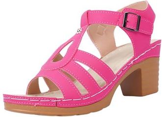Generic Sandales &agrave; talons pour femme - Bout ouvert - &Eacute;l&eacute;gantes - Talon &eacute;pais - Confortables - Polyvalentes - Respirantes - D&eacute;contract&eacute;es - Sangle de cheville 