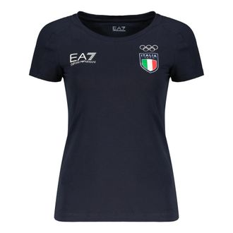 Emporio Armani T-Shirt mit Logo - - Tops - Damen - Blau - 4XL