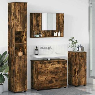 vidaXL Badezimmerm&ouml;bel-Set mit Schubladen 4 pcs Ger&auml;ucherte Eiche vidaXL