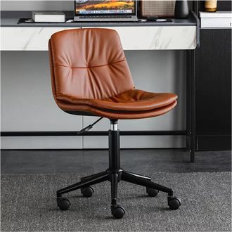 Generic Verstellbarer Drehstuhl aus Leder mit Rollen, ergonomisch geformte R&uuml;ckenlehne, gepolsterte mittelhohe R&uuml;ckenlehne f&uuml;r B&uuml;ro, Wohnzimmer und Arbeitszim