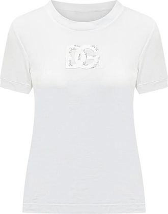 Dolce & Gabbana Femme, Tops, Blanc, Taille: 38 FR T-Shirt MC Giro