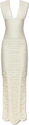 Versace Femme, Robes, Beige, Taille: 36 FR Robe Drap&eacute;e avec Fente au Dos