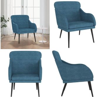 vidaXL Sessel Blau 63x76x80 cm Samt - Samtsessel - Blau - Wohnzimmersessel - Bequemer Sessel - Lounge Chair - Home & Living
